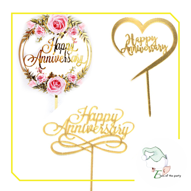 Acrylic Cake Topper Happy Anniversary Elves Of The Party